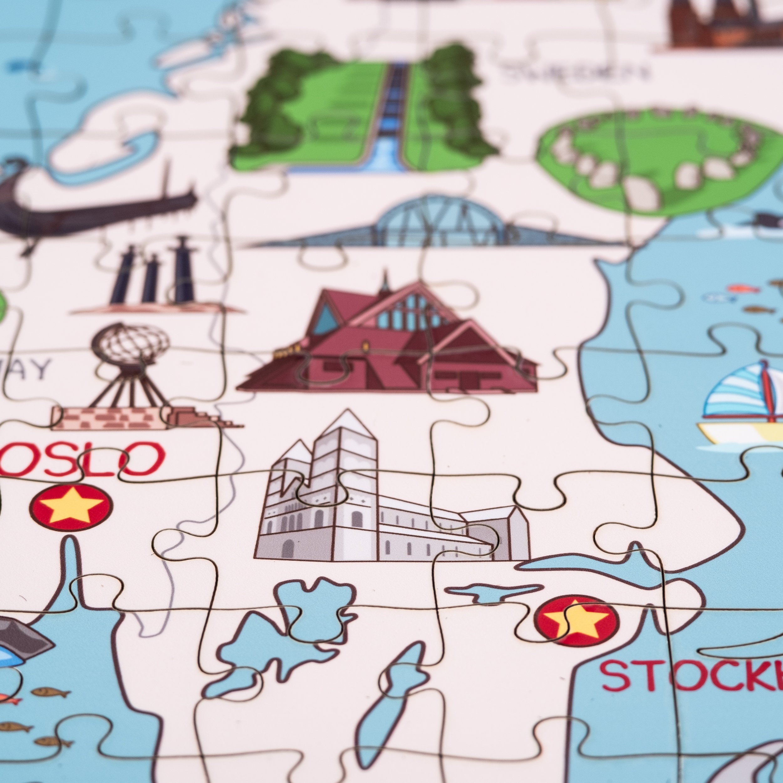Scandinavia Map Wooden Jigsaw Puzzle for Children and Adults, Holiday ...
