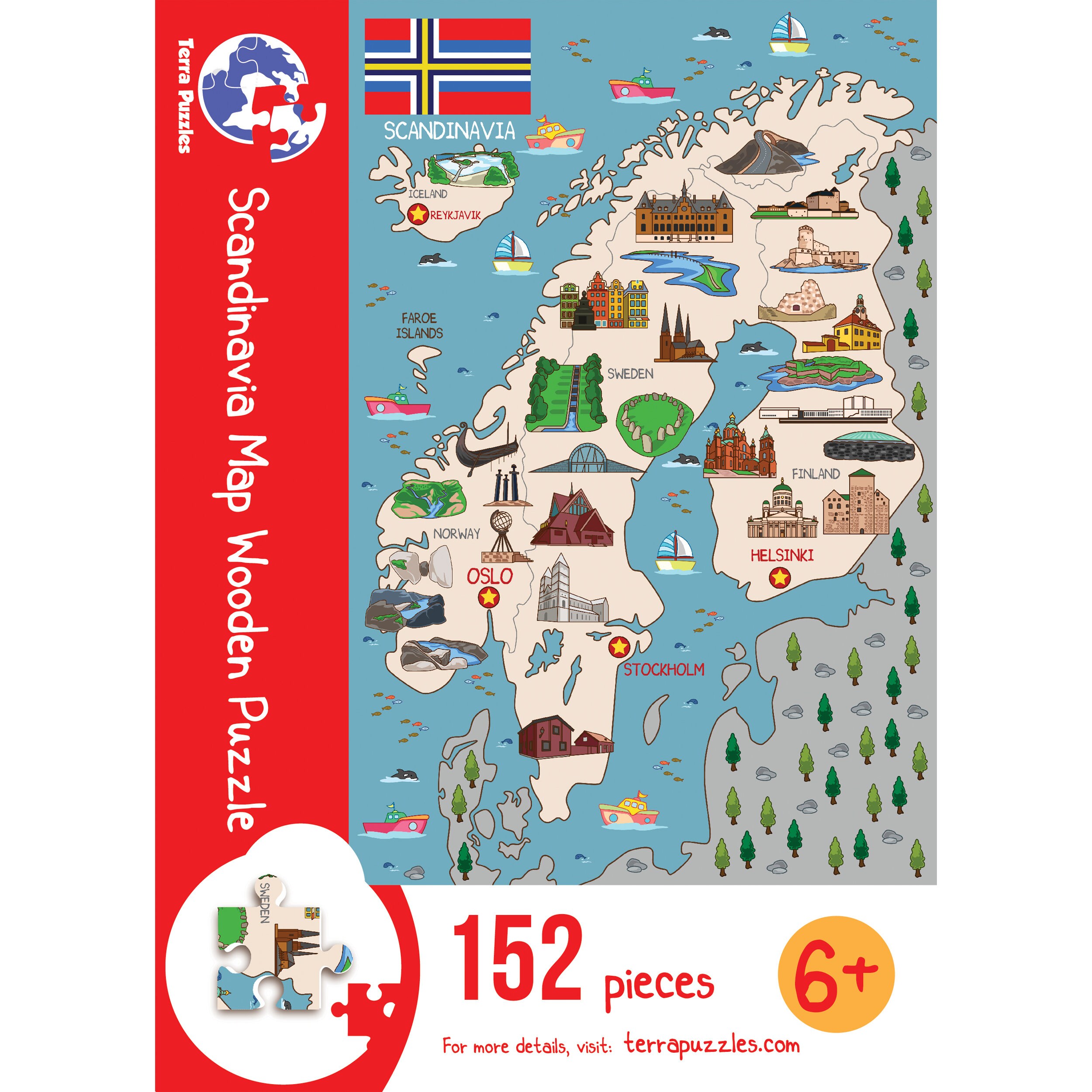 Scandinavia Map Wooden Jigsaw Puzzle for Children and Adults, Holiday ...