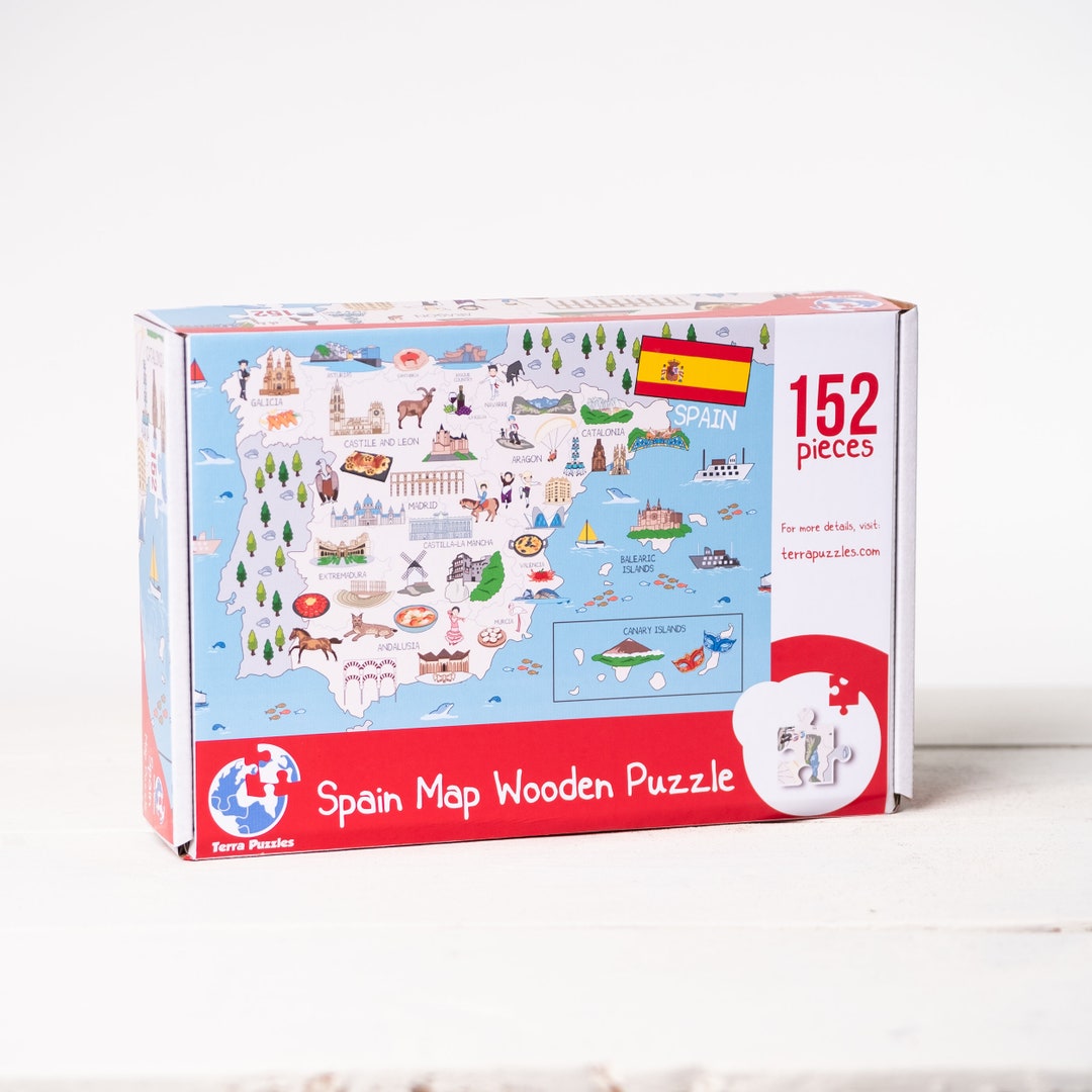 Spain Map Wooden Jigsaw Puzzles, Montessori Map Puzzle of Spain for ...