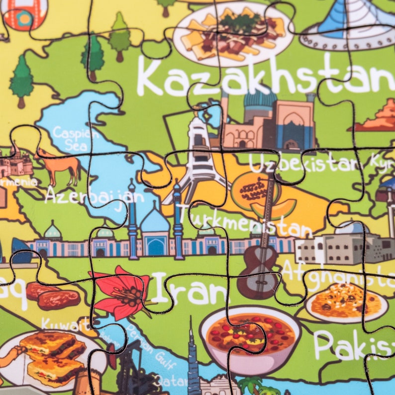 Asia Map Wooden Jigsaw Puzzle for Kids 6 Educational - Etsy
