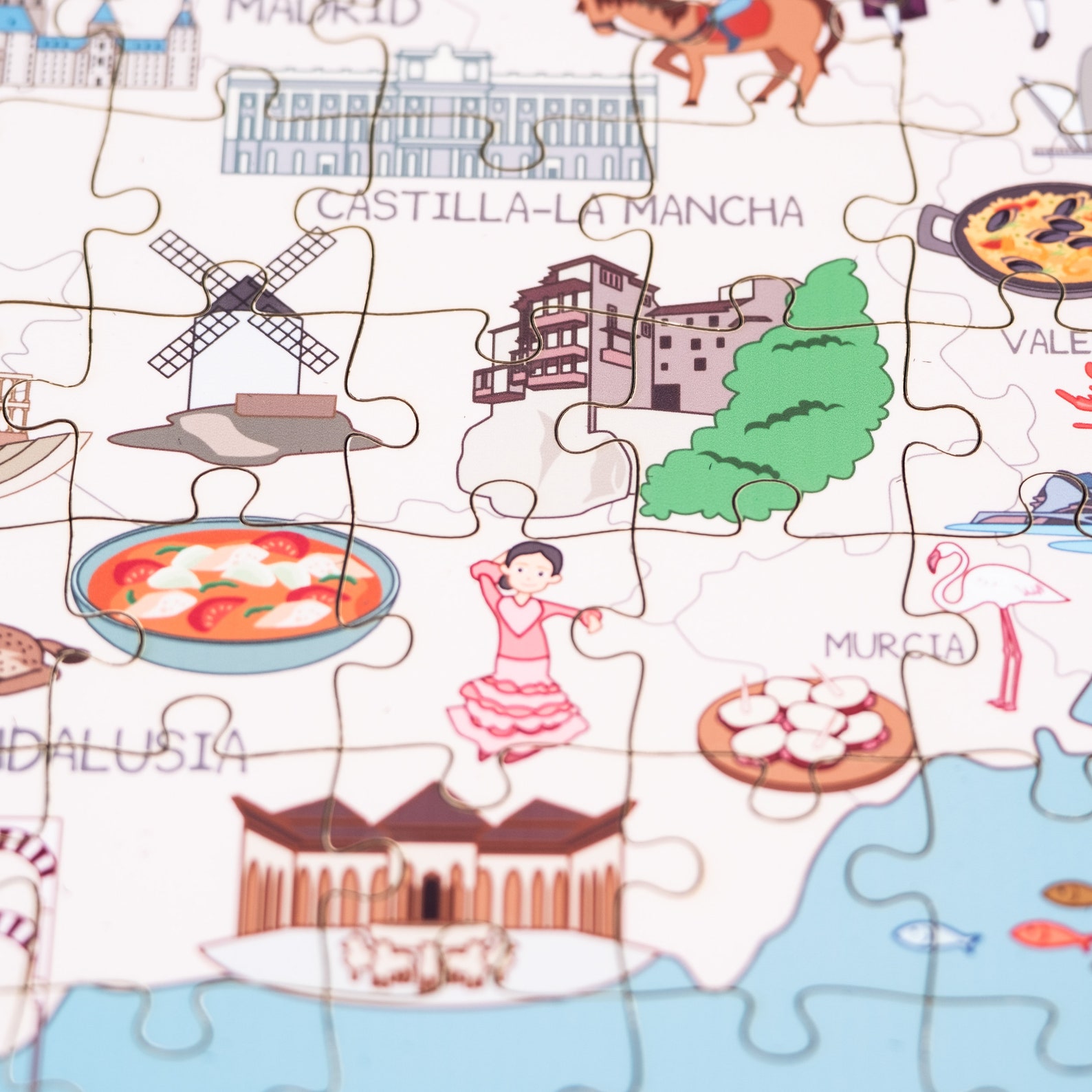 Spain Map Wooden Jigsaw Puzzles, Montessori Map Puzzle of Spain for ...