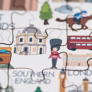 UK Map Wooden Jigsaw Puzzle, Illustrated United Kingdom, 152 Pieces - Etsy