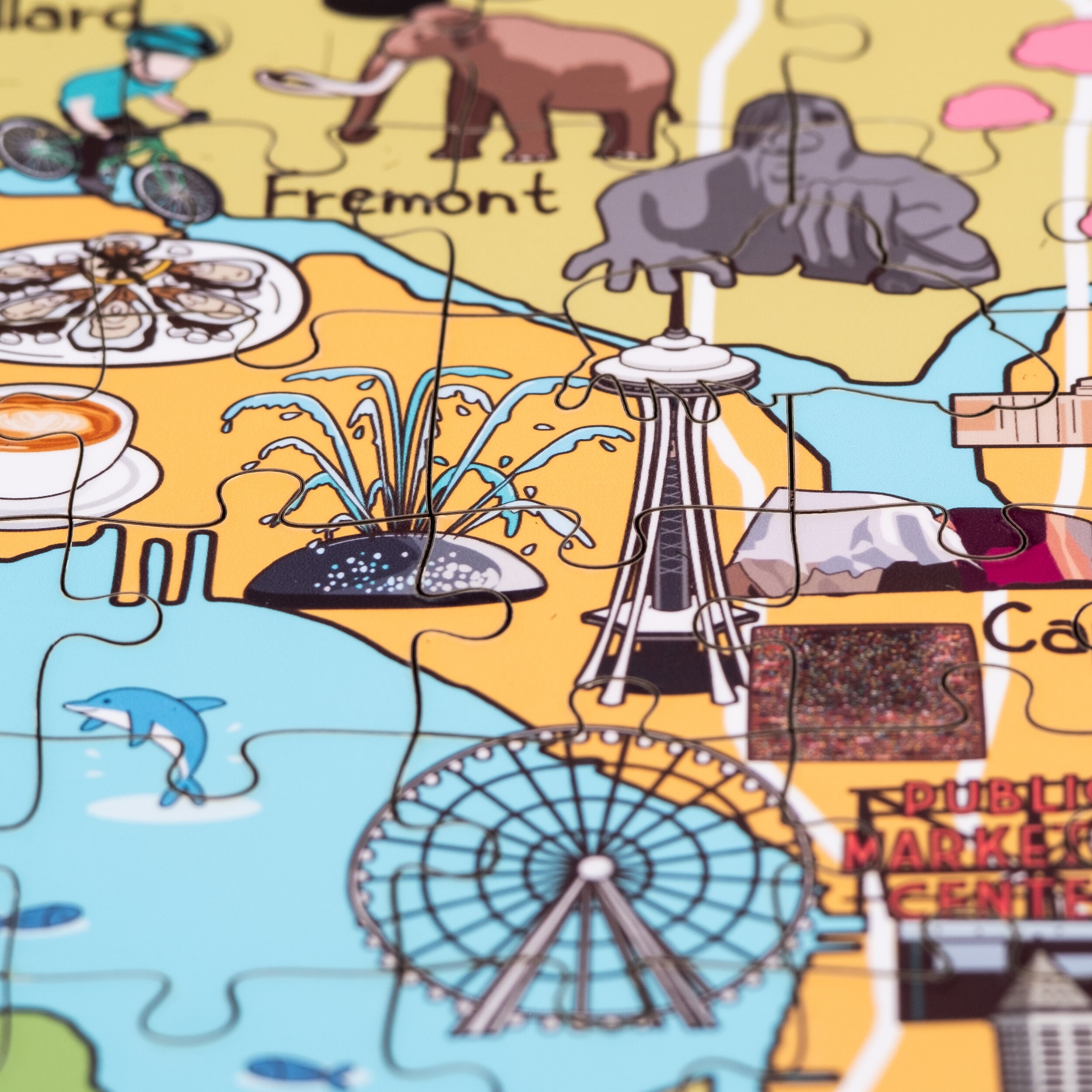 Seattle City Map Wooden Jigsaw Puzzle for Kids, Washington State Puzzle ...