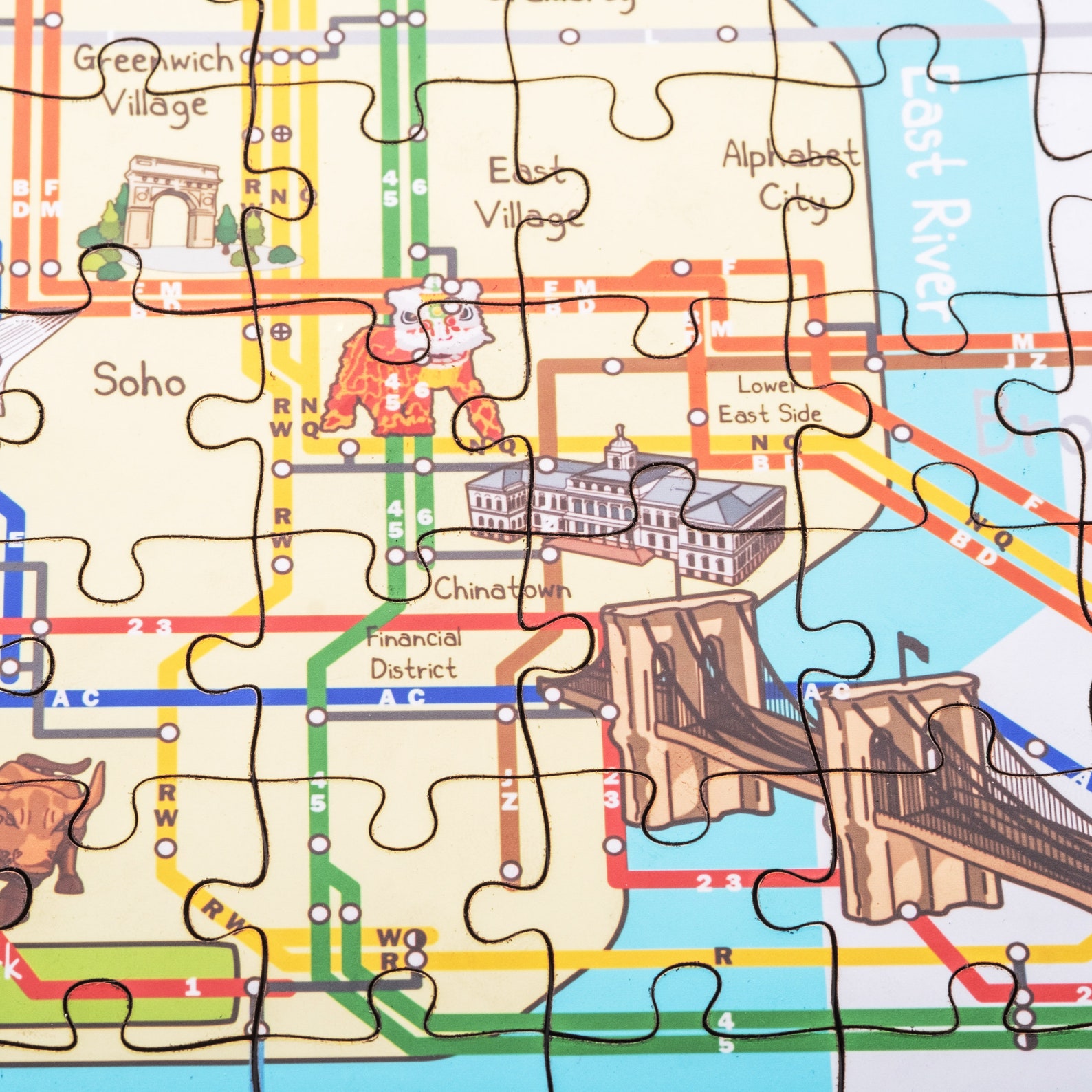 New York Manhattan Subway Illustrated Map Wooden Jigsaw Puzzle for ...