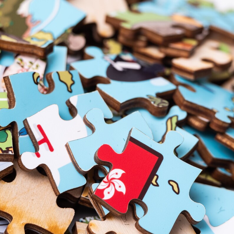 Hong Kong Map Wooden Jigsaw Puzzles Fun Holiday Board Games - Etsy
