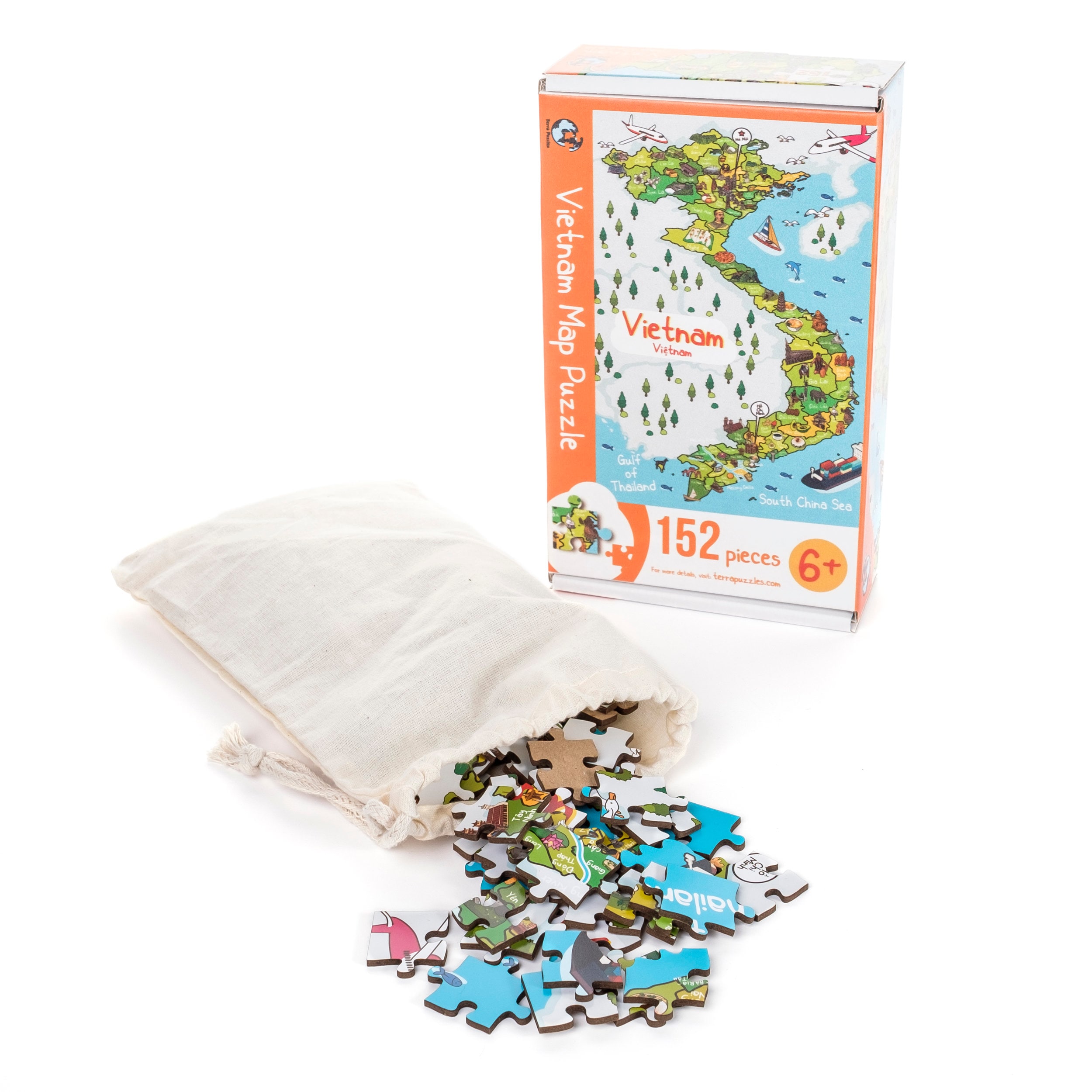 Vietnam Illustrated Map Wooden Jigsaw Puzzle for Children and Adults ...