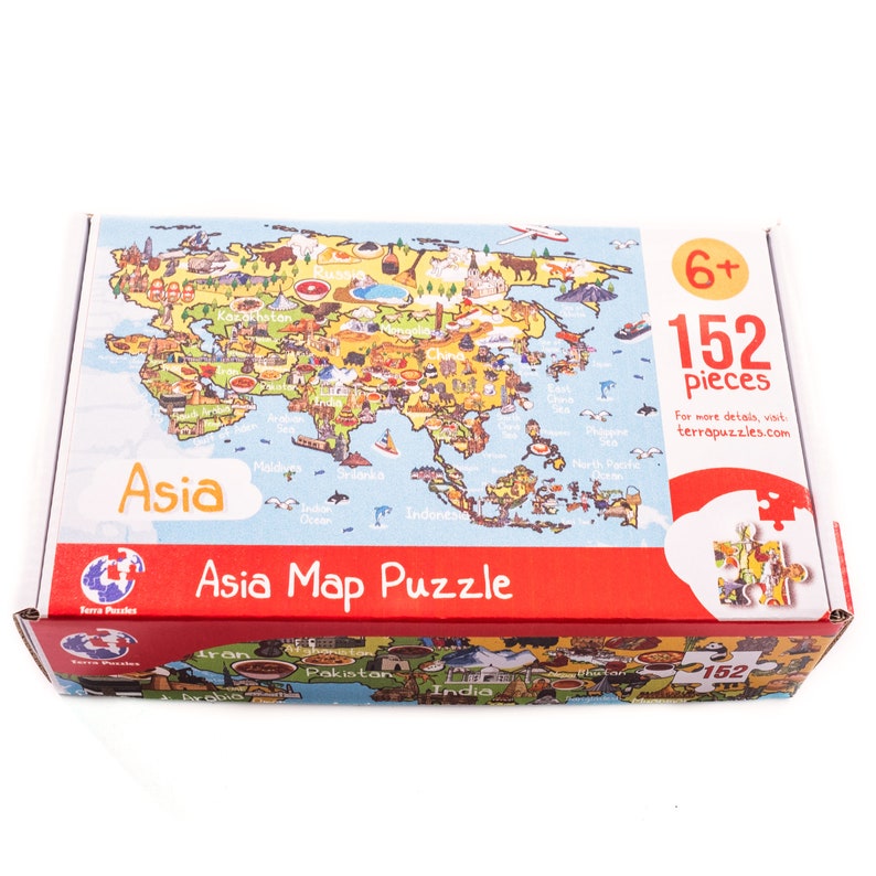 Asia Map Wooden Jigsaw Puzzle for Kids 6 Educational - Etsy