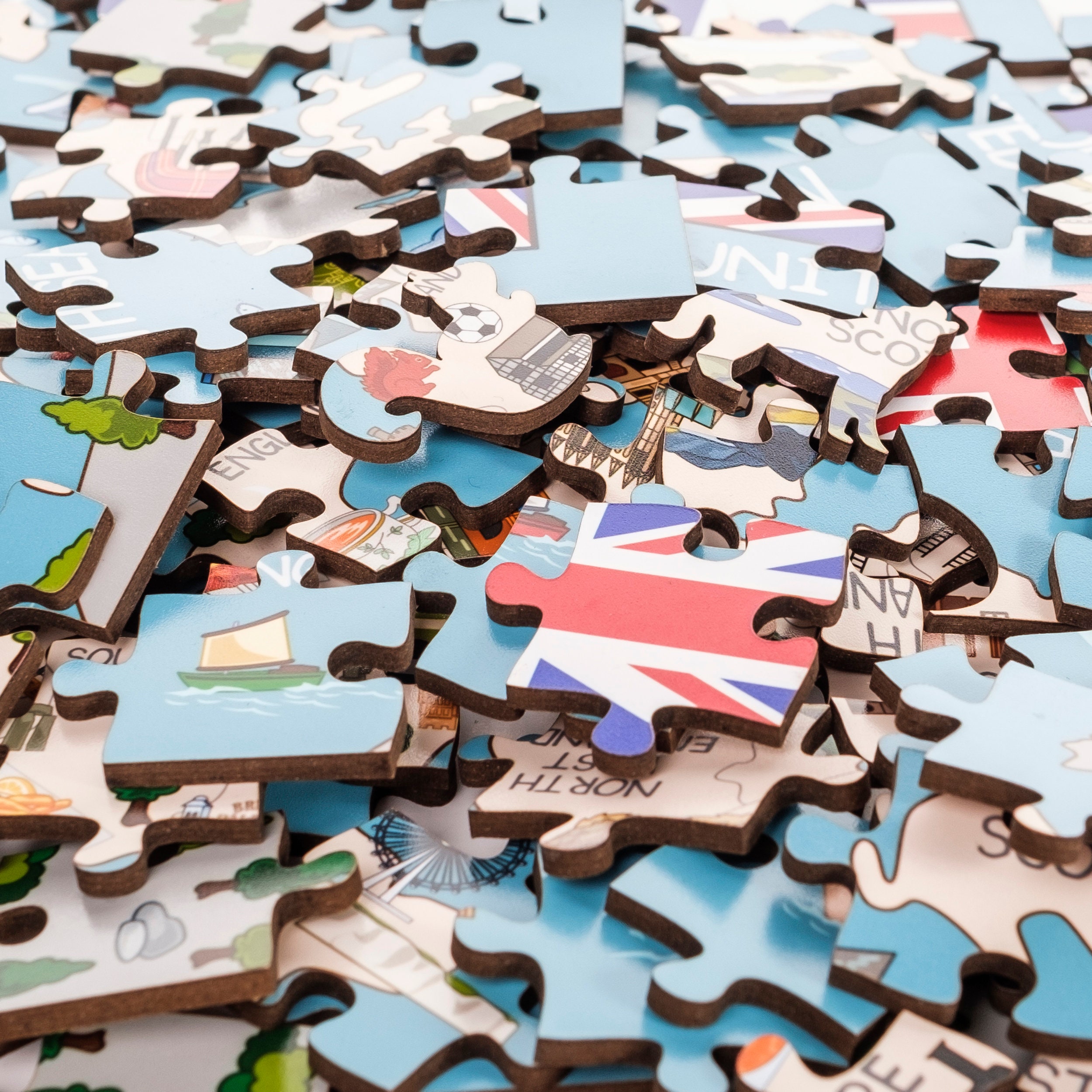 United Kingdom Map Illustrated Wooden Jigsaw Puzzle, Great Britain Map ...