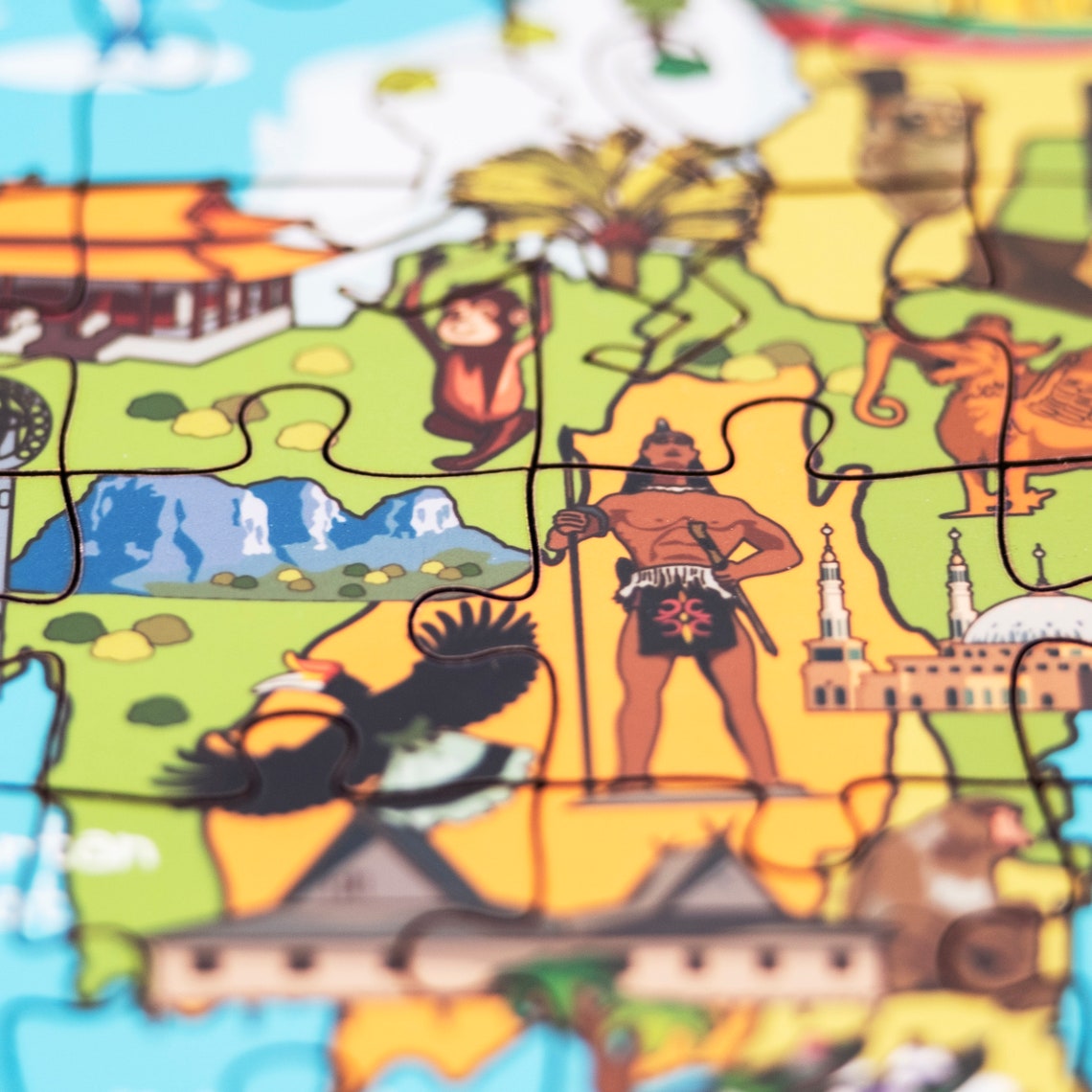 Indonesia Map Wooden Jigsaw Puzzle for Children and Adults, Southeast ...