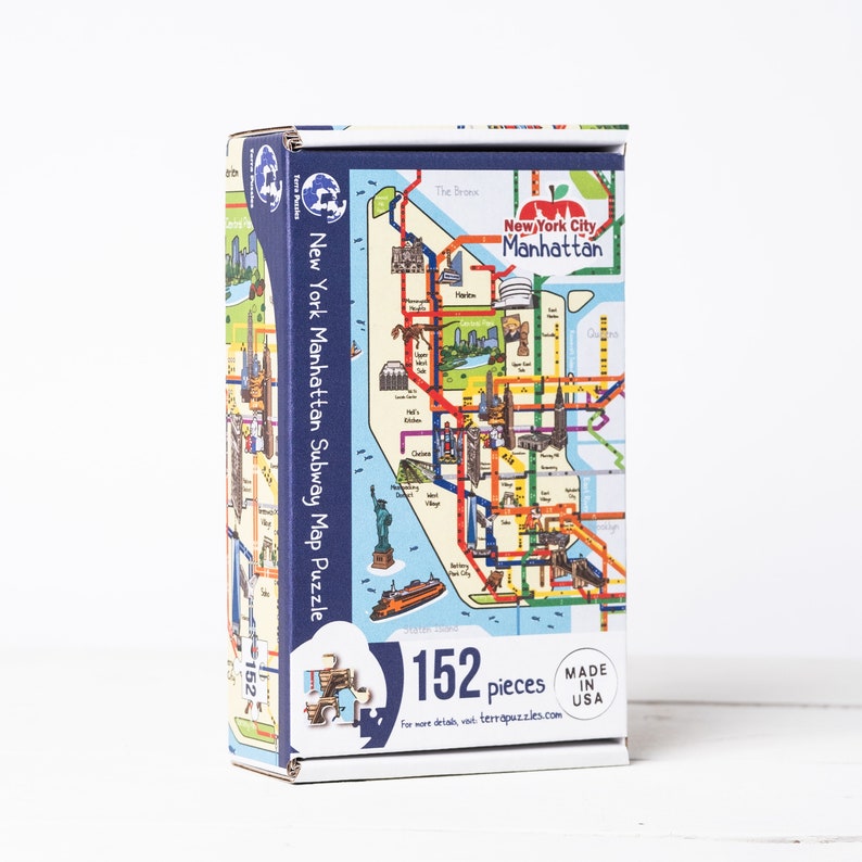 New York Manhattan Subway Illustrated Map Wooden Jigsaw Puzzle for ...
