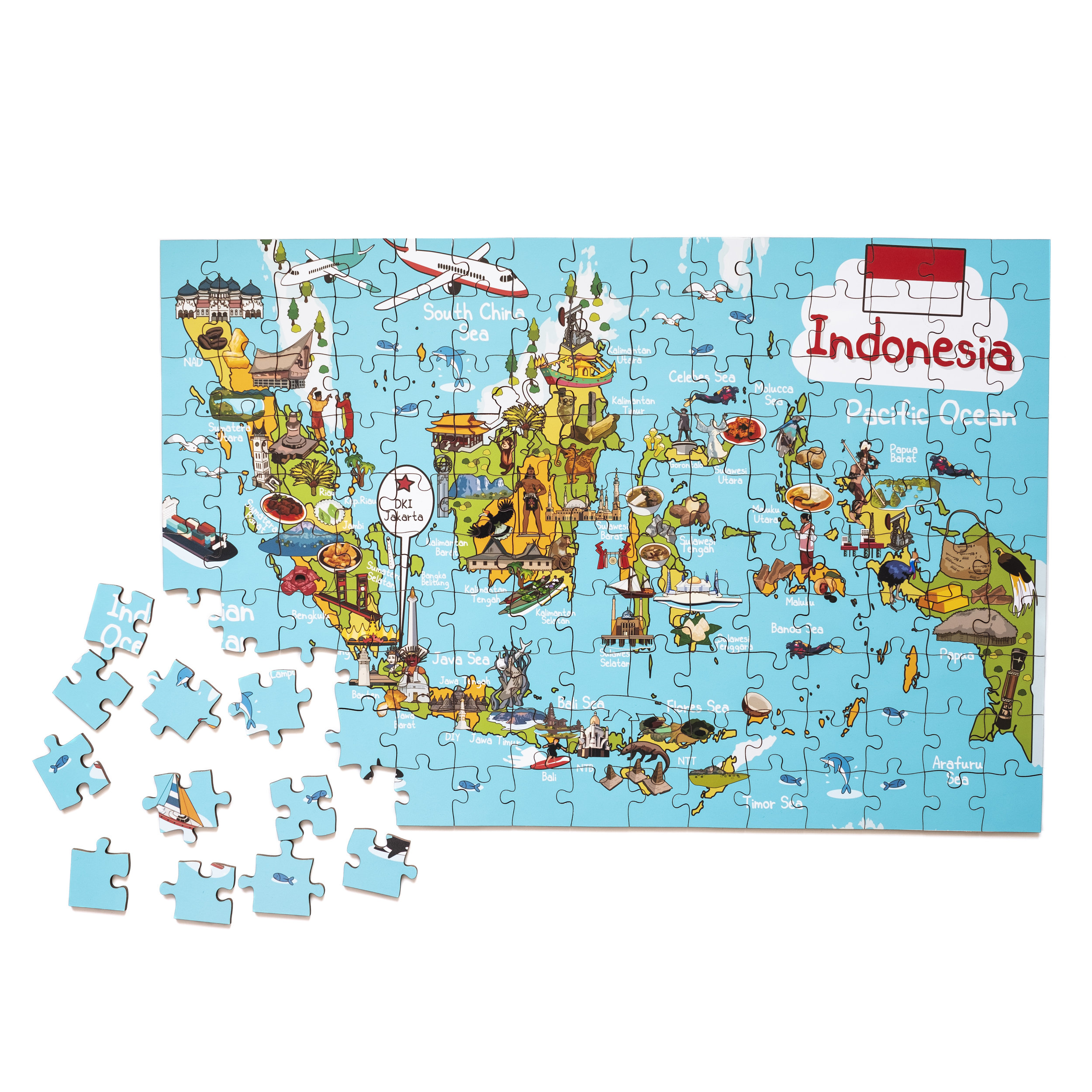 Indonesia Map Wooden Jigsaw Puzzle for Children and Adults, Southeast ...