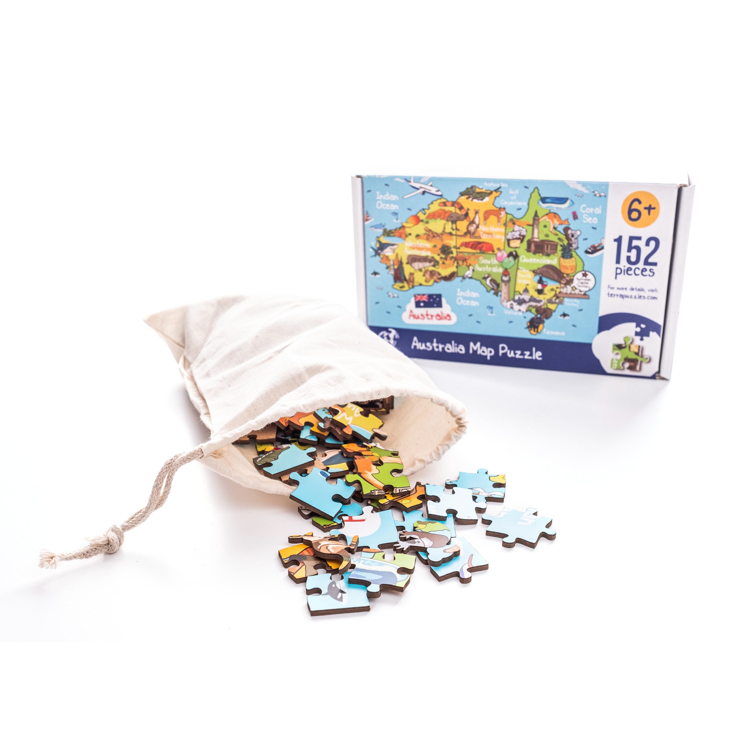 Australia Map Wooden Jigsaw Puzzle, Educational Llustrated Map Puzzle ...