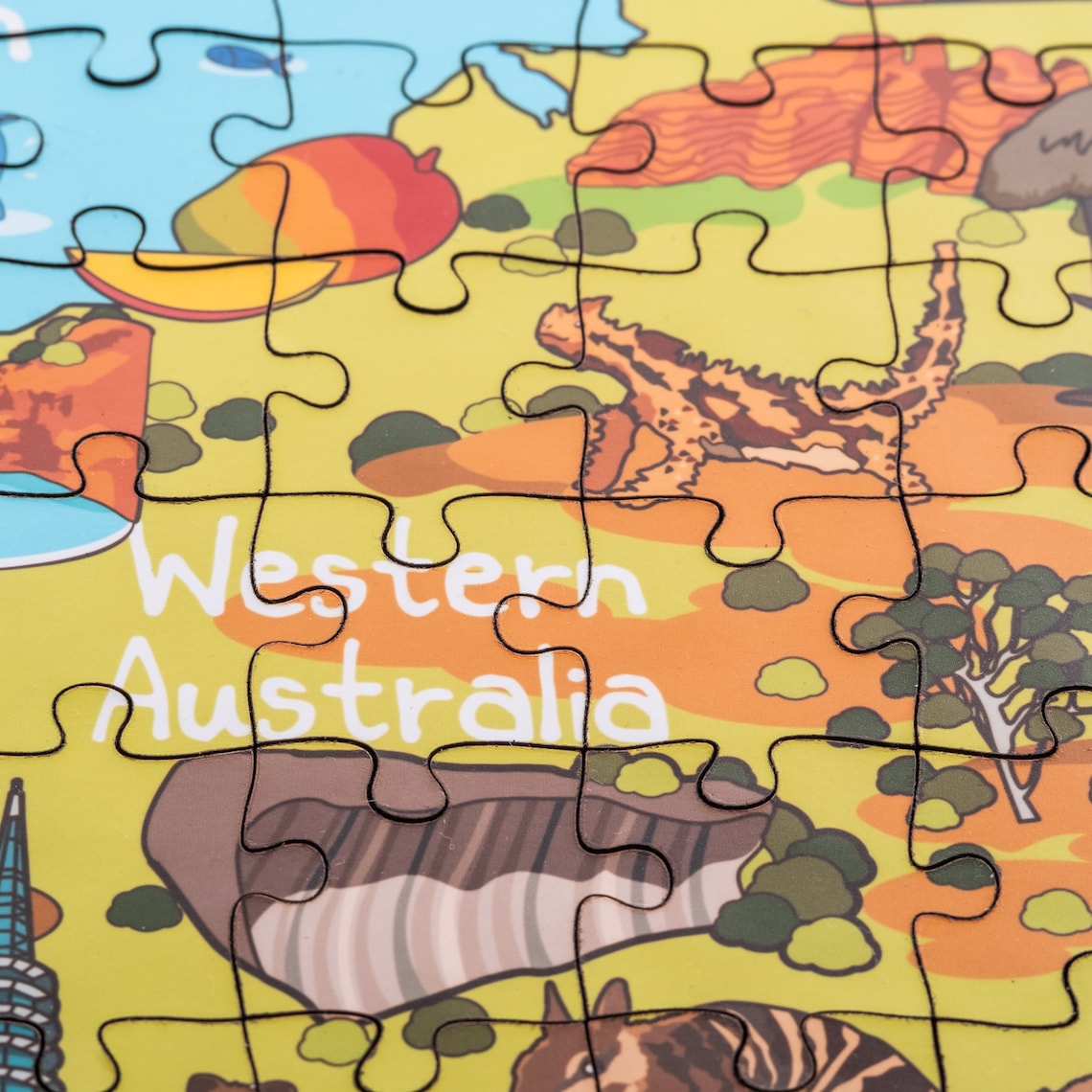 Australia Map Wooden Jigsaw Puzzle Educational Llustrated Map - Etsy