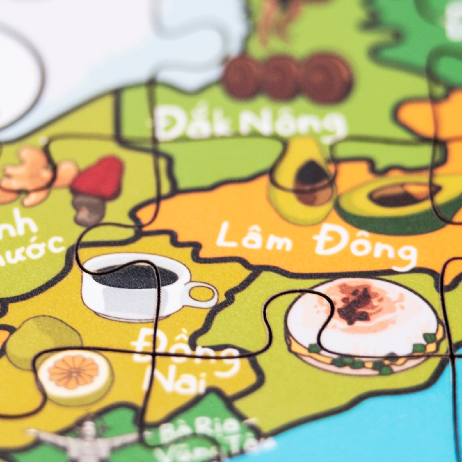 Vietnam Illustrated Map Wooden Jigsaw Puzzle for Children and Adults ...