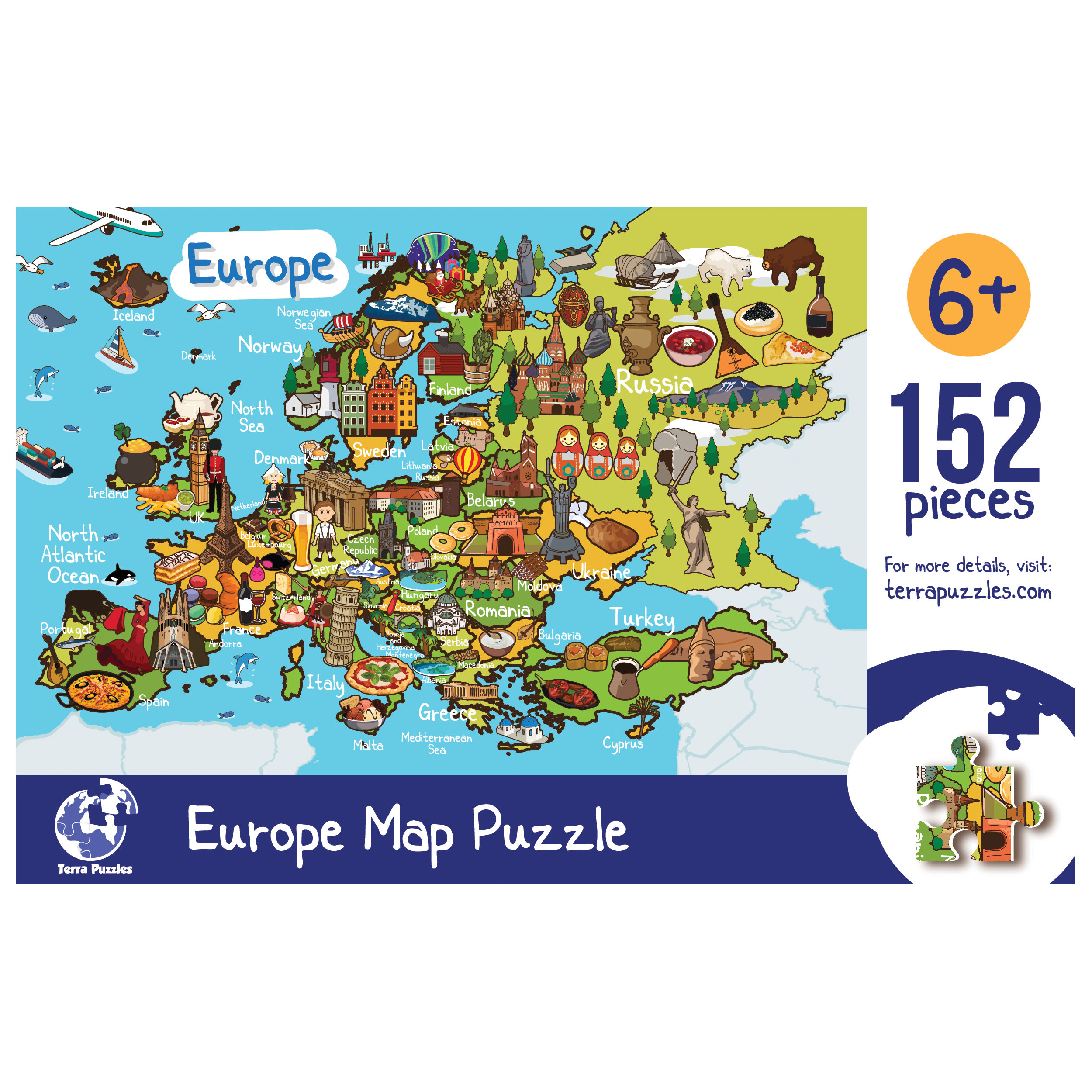Europe Map Wooden Jigsaw Puzzle, Montessori Map Puzzle for Preschool ...