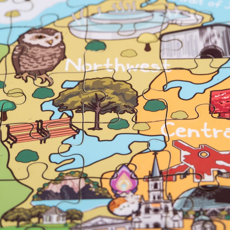 Singapore Map Wooden Jigsaw Puzzle for Children and Adults, Asian Map ...