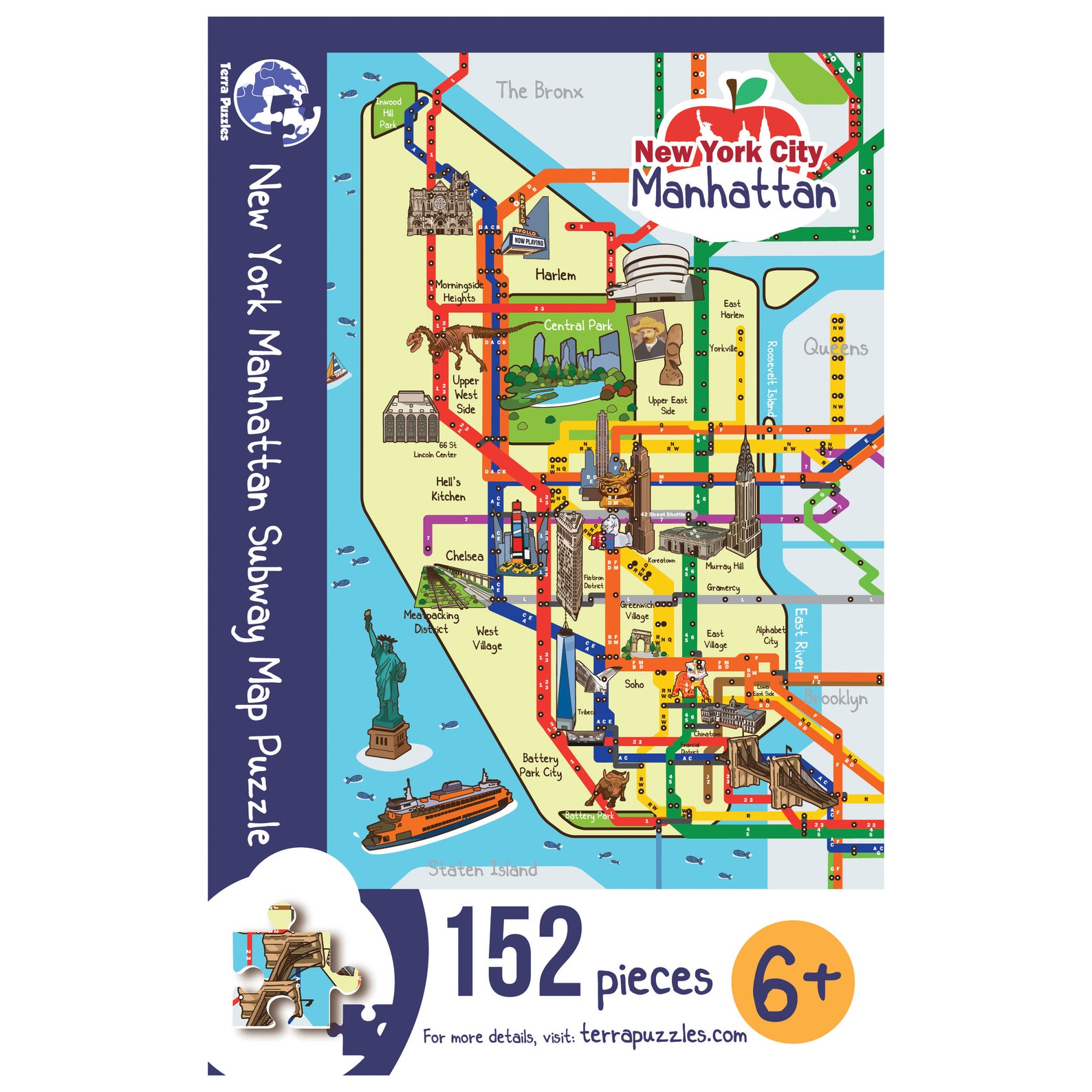 New York Manhattan Subway Illustrated Map Wooden Jigsaw Puzzle for ...
