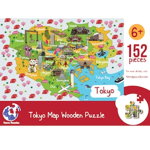 Tokyo Map Wooden Jigsaw Puzzle for Kids and Adults, Holiday City of ...