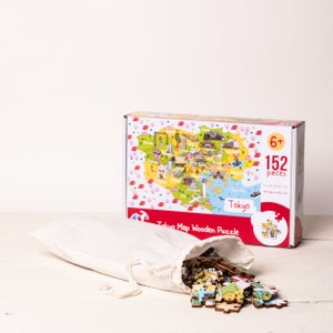 Tokyo Map Wooden Jigsaw Puzzle for Kids and Adults, Holiday City of ...