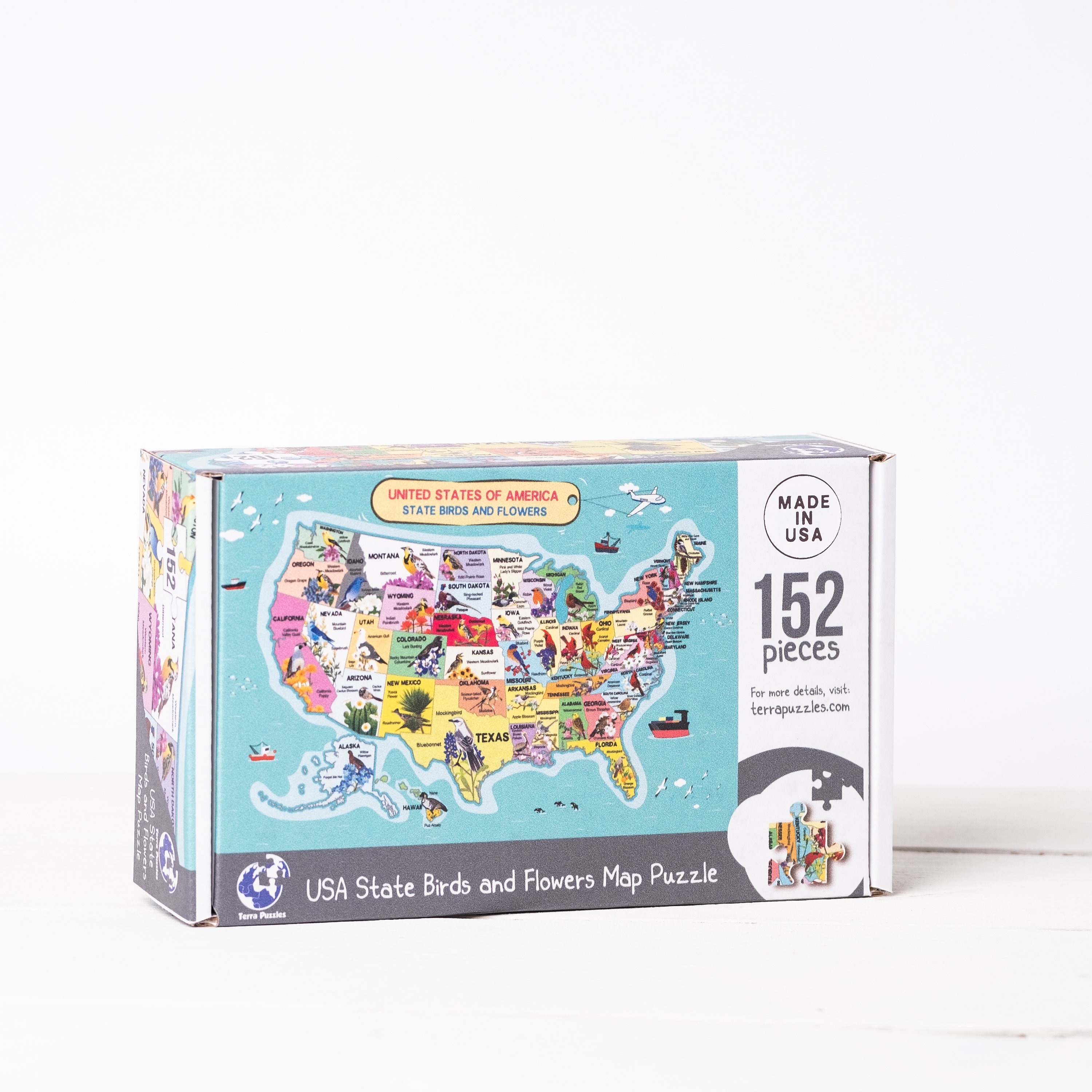 USA States Map Wooden Jigsaw Puzzle, United States America Illustrated ...