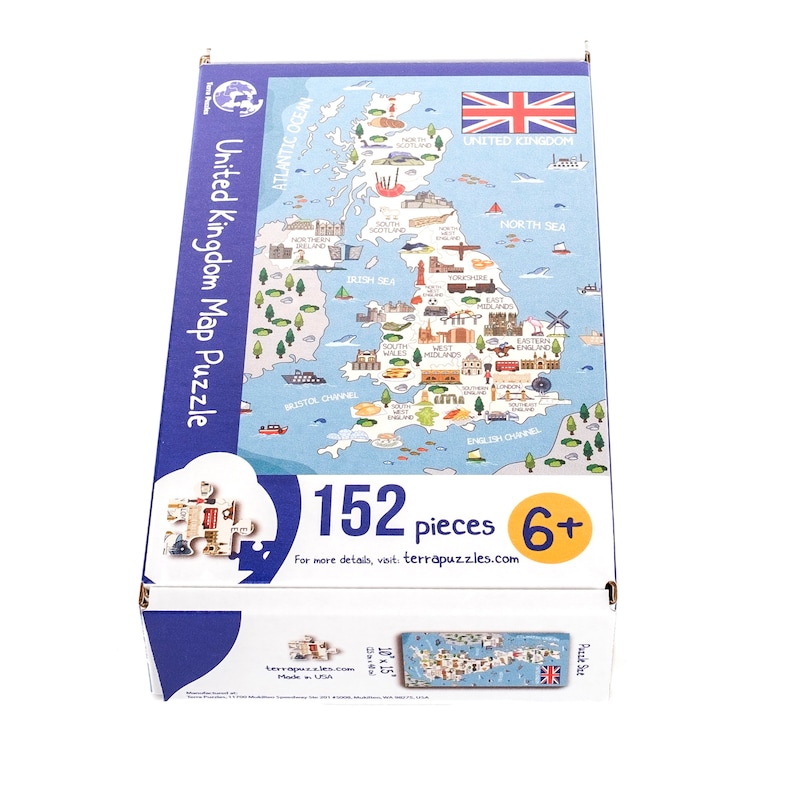 United Kingdom Map Illustrated Wooden Jigsaw Puzzle Great - Etsy