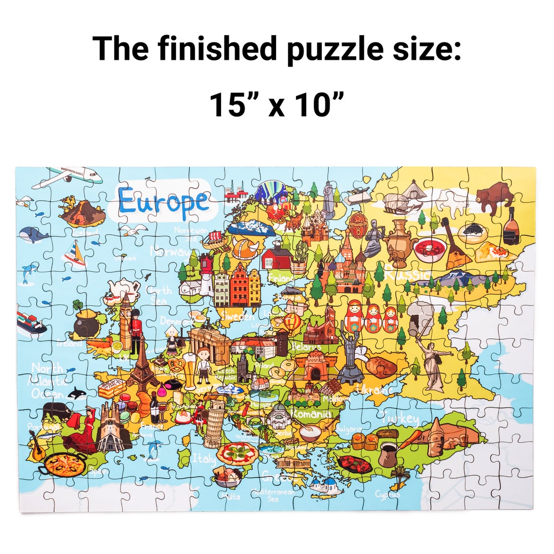 Europe Map Wooden Jigsaw Puzzle, Montessori Map Puzzle for Preschool ...
