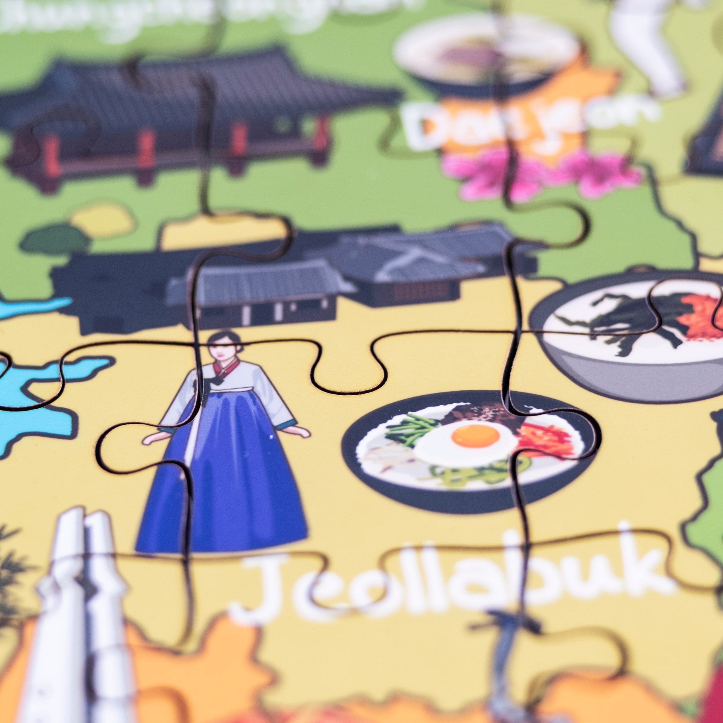 South Korea Map Illustration Wooden Jigsaw Puzzle, 152 Pieces - 10"x15 ...