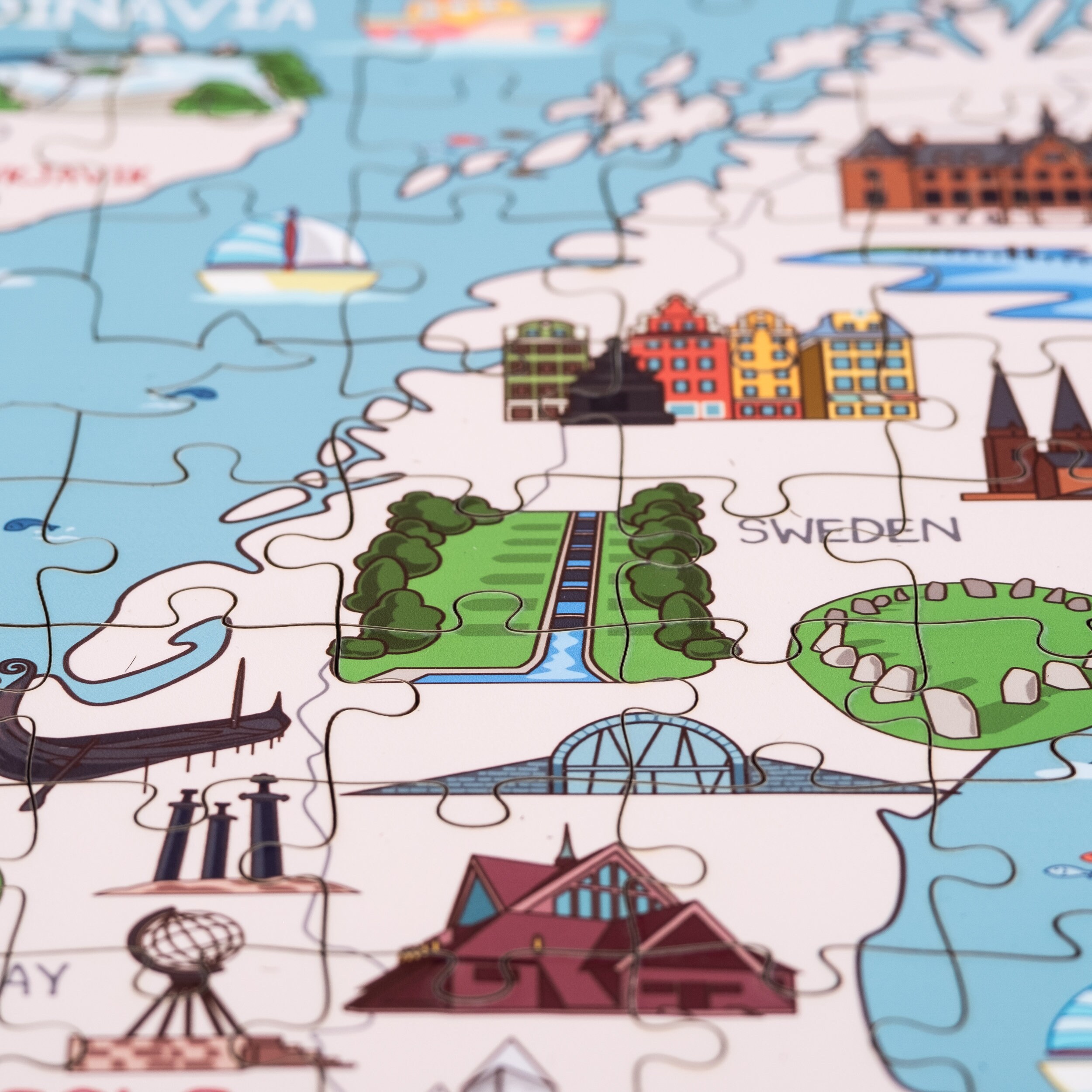 Scandinavia Map Wooden Jigsaw Puzzle for Children and Adults, Holiday ...