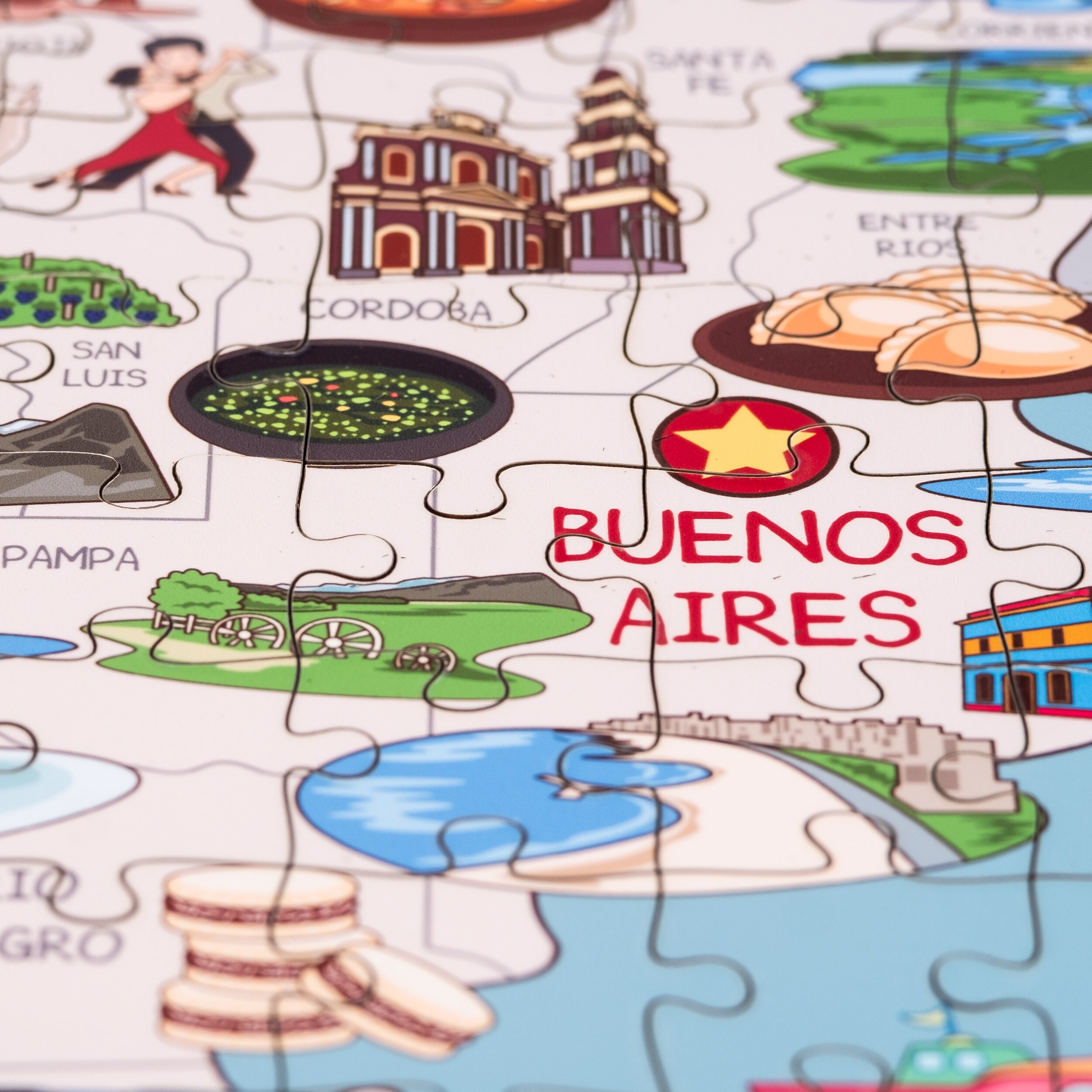 Argentina Map Wooden Jigsaw Puzzle for Children, Handmade Educational ...