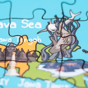 Indonesia Map Wooden Jigsaw Puzzle for Children and Adults, Southeast ...