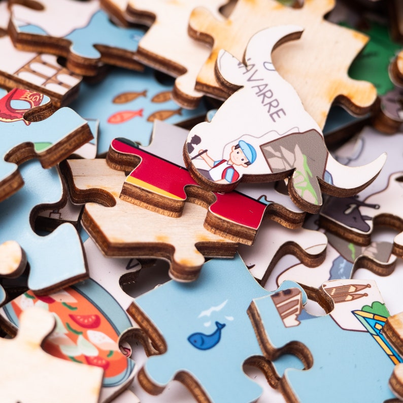 Spain Map Wooden Jigsaw Puzzles, Montessori Map Puzzle of Spain for ...