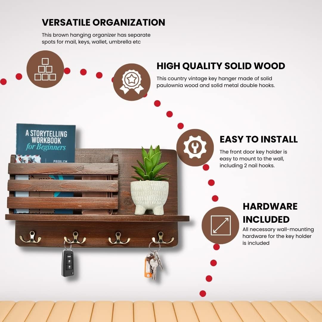 OZUAZ Key Holder for Wall, Unique and Desire Key Holder Made of Wooden ...