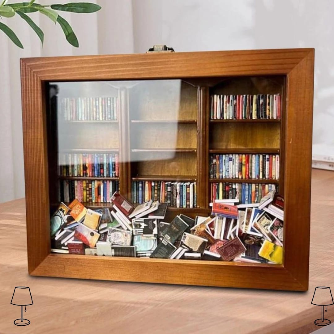 Anxiety Bookshelf Selected, Iniature Wooden Bookshelf Ornament Stress ...