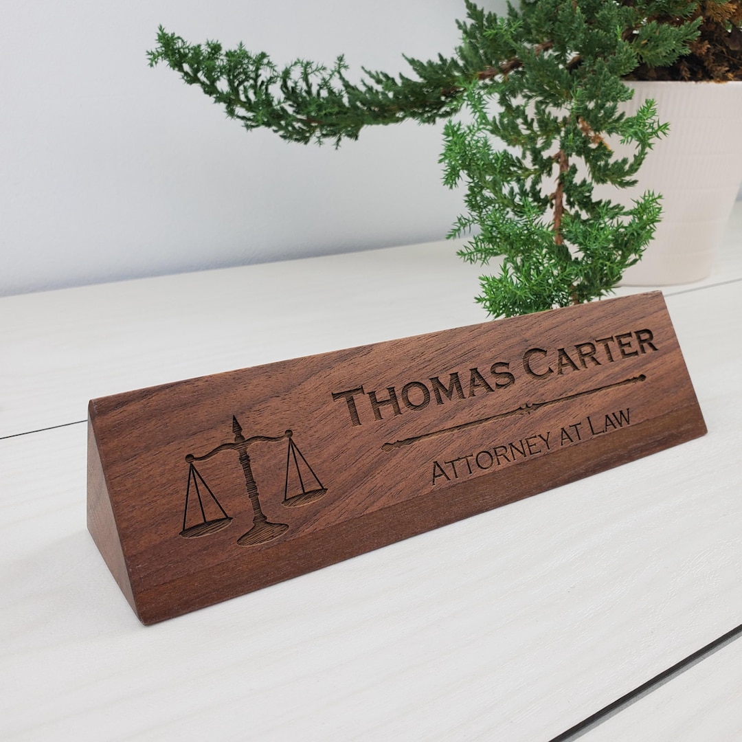 Personalized Wood Desk Block, Custom Engraved Desk Name Plate, Desk ...