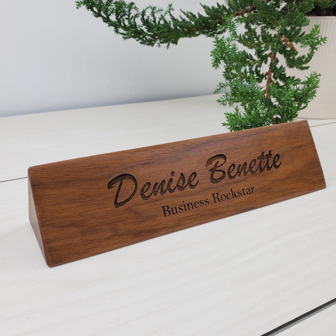 Personalized Wood Desk Block, Custom Engraved Desk Name Plate, Desk ...