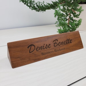 Personalized Wood Desk Block, Custom Engraved Desk Name Plate, Desk ...
