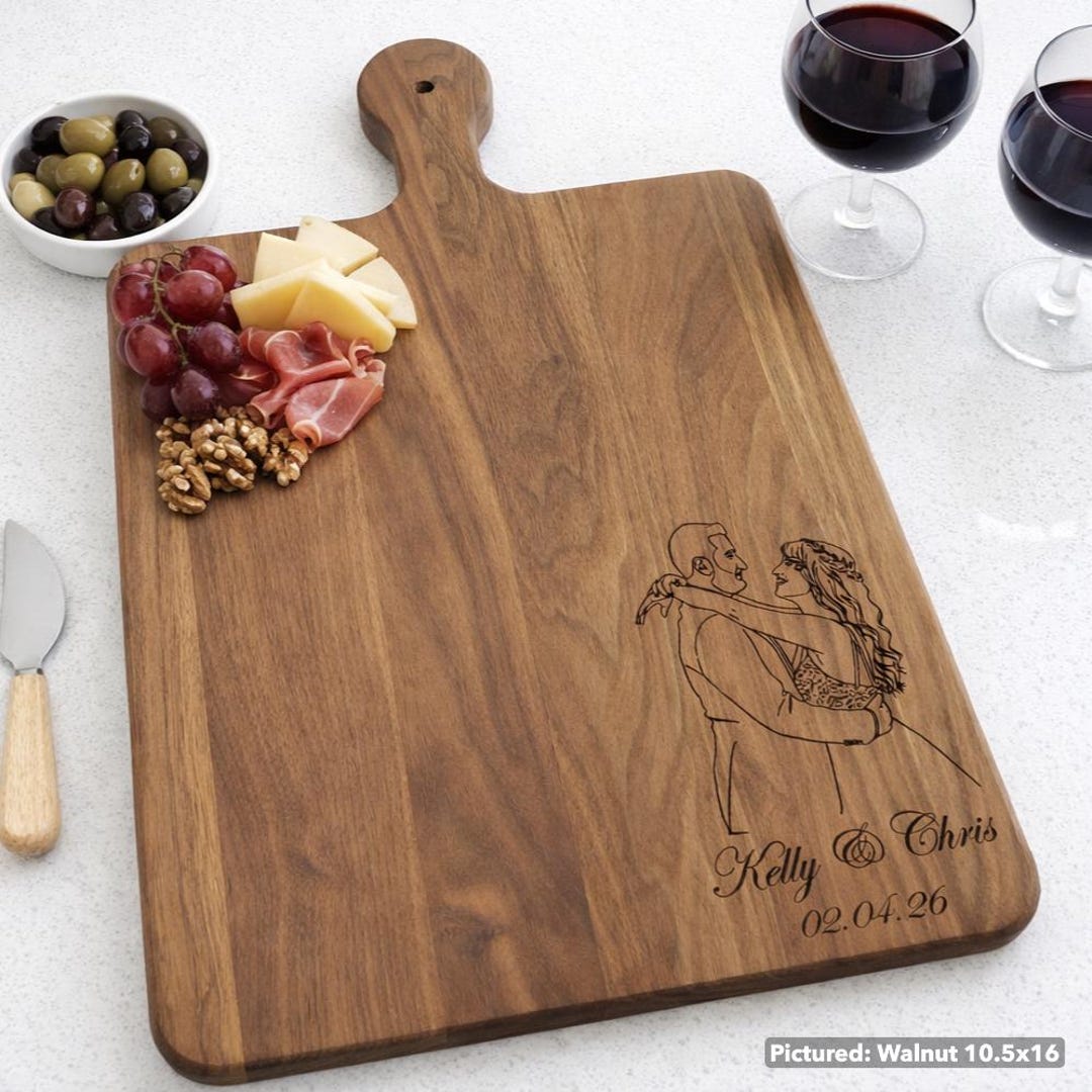 Personalized Paddle Board, Custom Portrait Cutting Board, Couples Gift ...