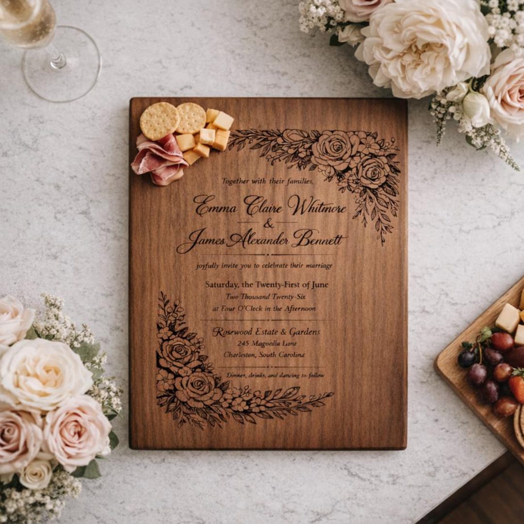 Personalized Cutting Board, Wedding Invitation Board, Engraved Wedding ...