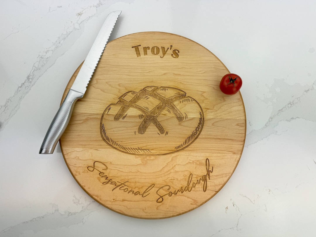 Personalized Circular Cutting Board, Sourdough Board, Fresh Bread ...