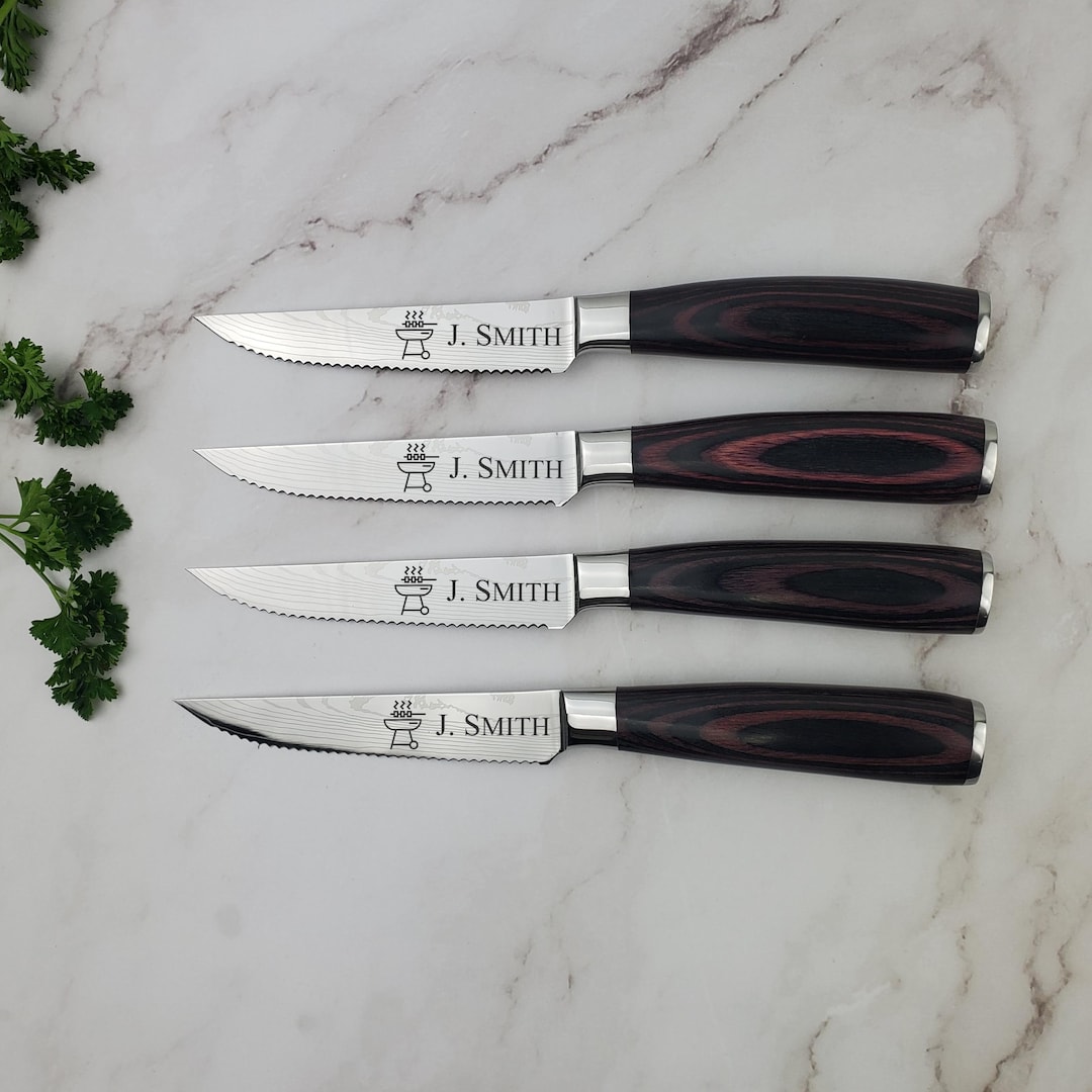 4.5 Personalized Steak Knife SET, Set of 4 Professional Steak Knives ...