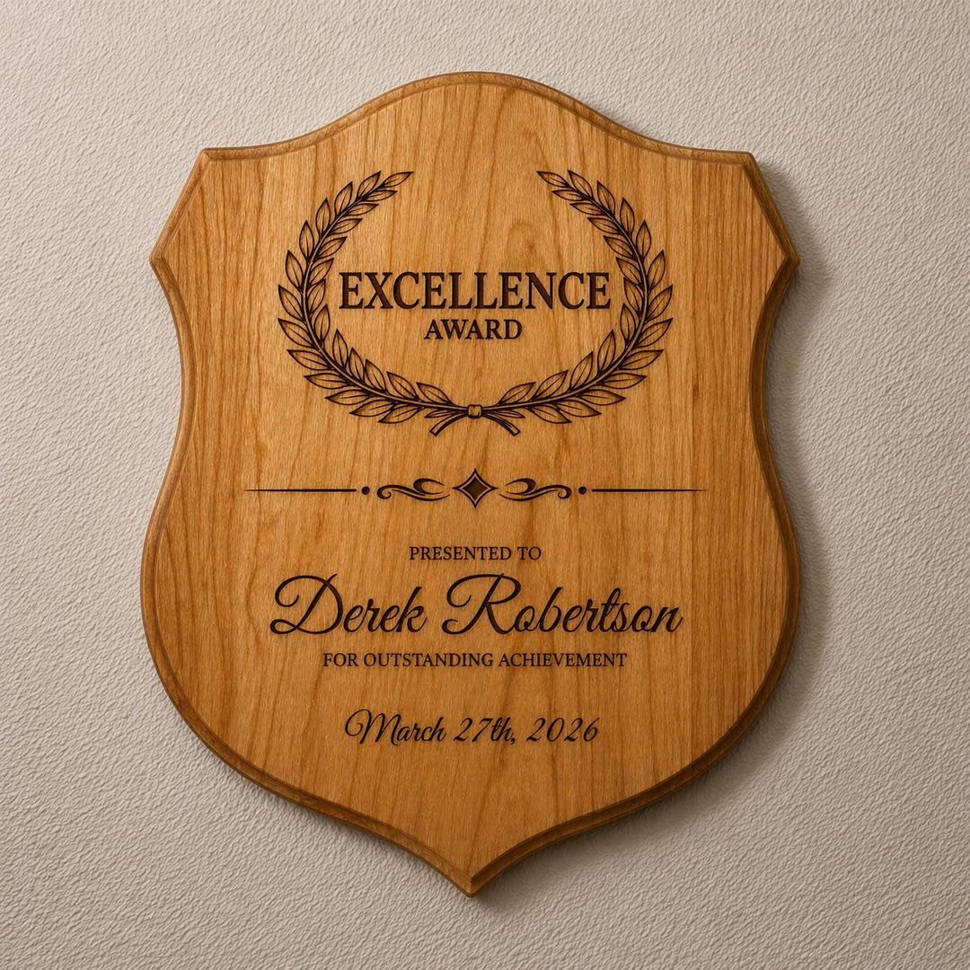 Personalized Wood Plaque, Excellence Award Plaque, Employee Recognition ...