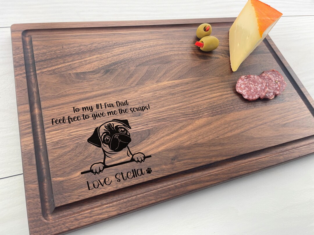 Personalized Engraved Cutting Board, Pug, Dog Board, Fur Dad, Fur Mom ...