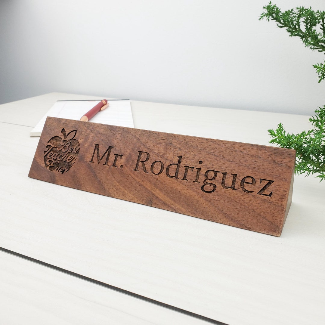 Personalized Wood Desk Block, Custom Engraved Desk Name Plate, Desk ...