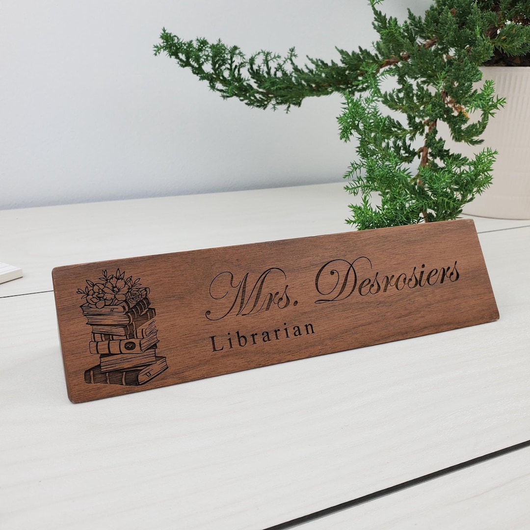 Personalized Wood Desk Block, Custom Engraved Desk Name Plate, Desk ...