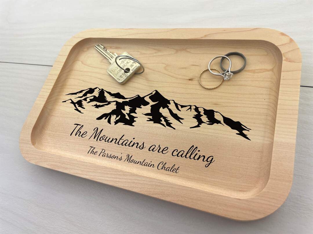 Mountain Themed Catch-all Tray, Wood Engraved (personalized Ski Gift ...