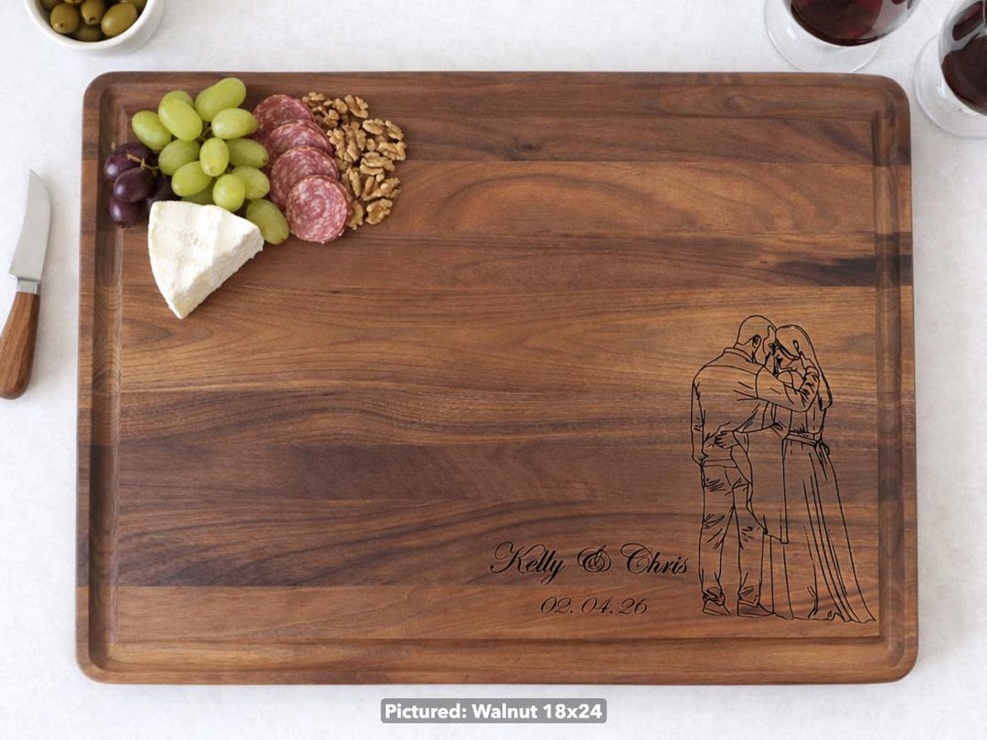 Personalized Butcher Block, Family Portrait, Engraved Butcher Block ...