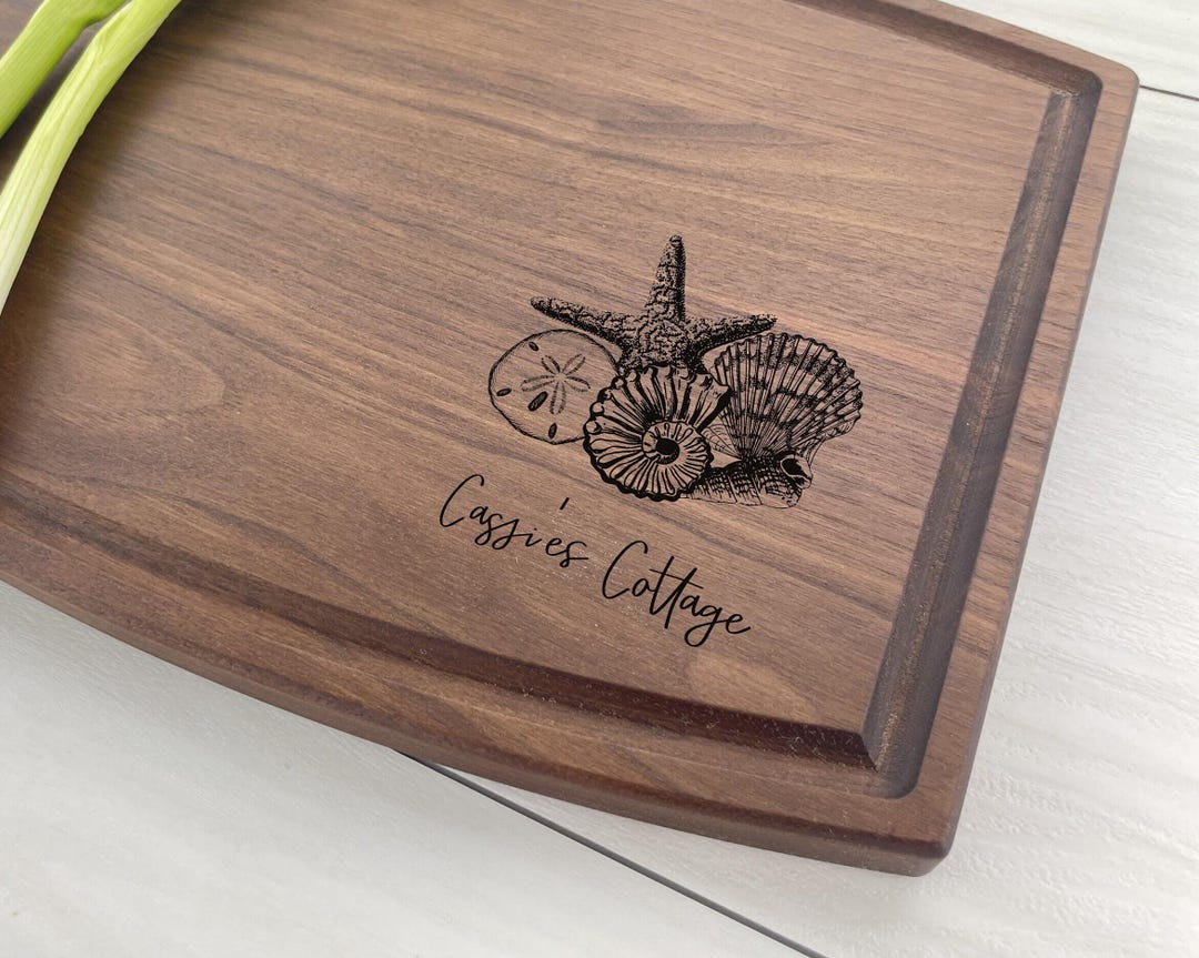 Personalized Cutting Board, Custom Cutting Board, Sea Shells, Beach ...