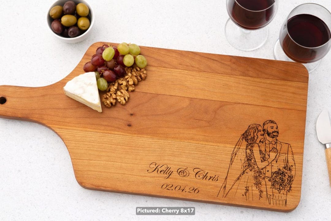 Personalized Paddle Board, Custom Portrait Cutting Board, Couple ...