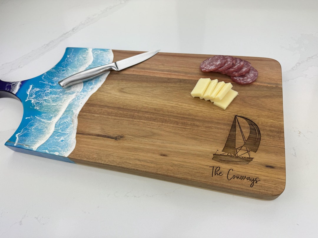 Personalized Epoxy Paddle Board, Engraved Epoxy Cutting Board With ...