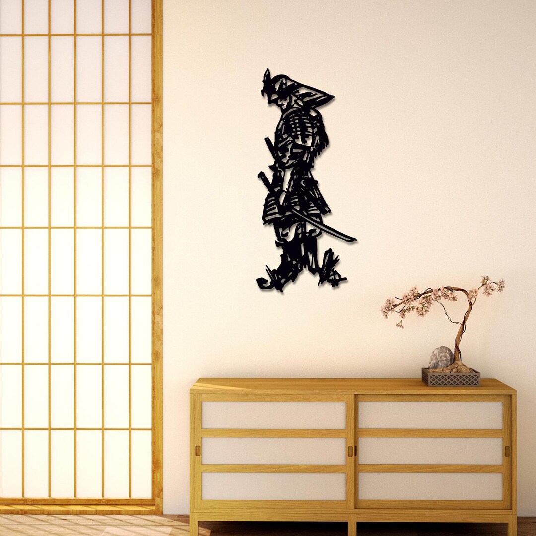 Samurai Warrior Metal Wall Art, Japanese Wall Art, Samurai Wall Decor ...
